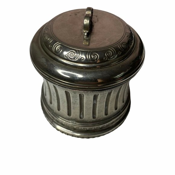 Unbranded | Accents | Silverplate Round Trinket Box W Lid Scroll Work ...